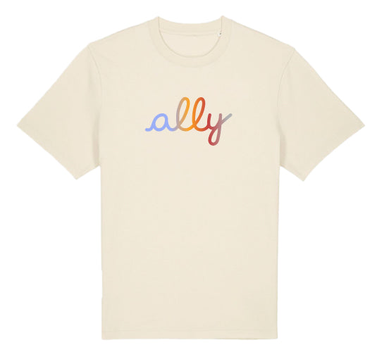 Ally T-shirt - Cream - Rainbow 'ally' Logo – Envision Store